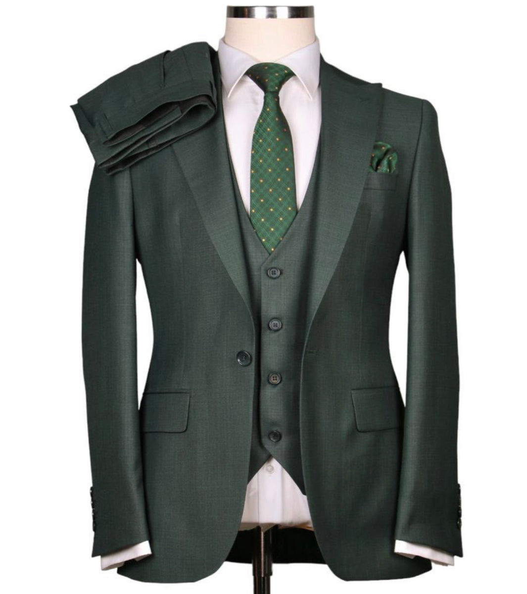DARK GREEN SLIM-FIT THREE-PIECE SUIT – THE CONSULTANT