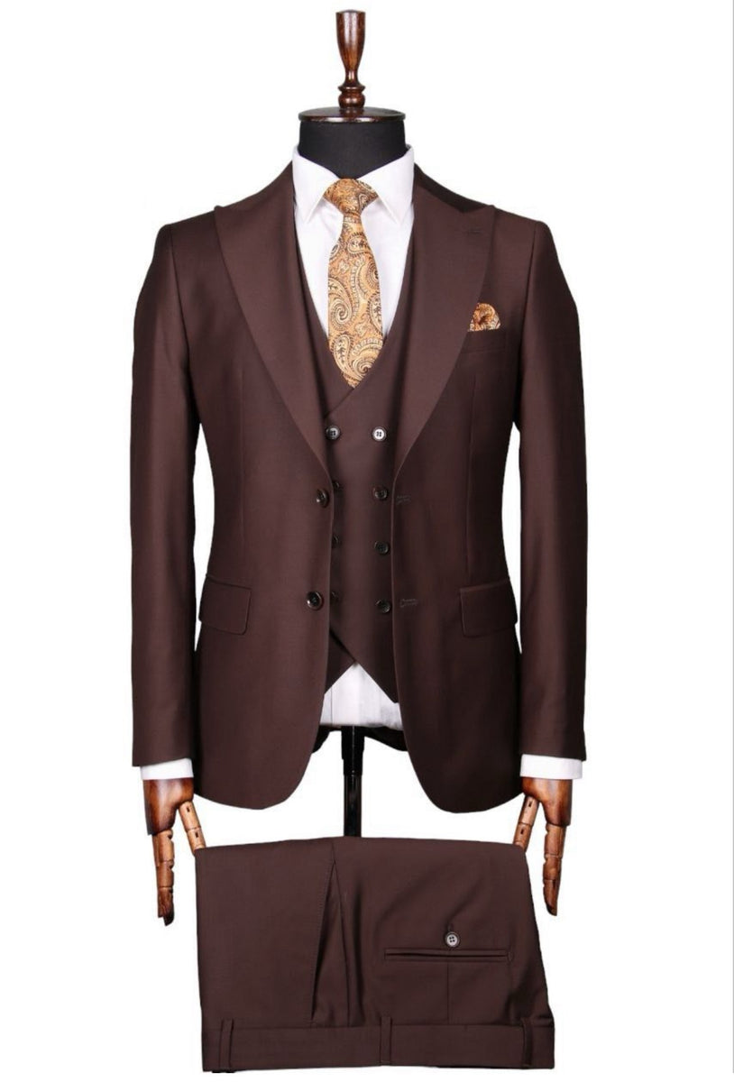 DARK BROWN SLIM FIT THREE-PIECE SUIT – THE CONSULTANT