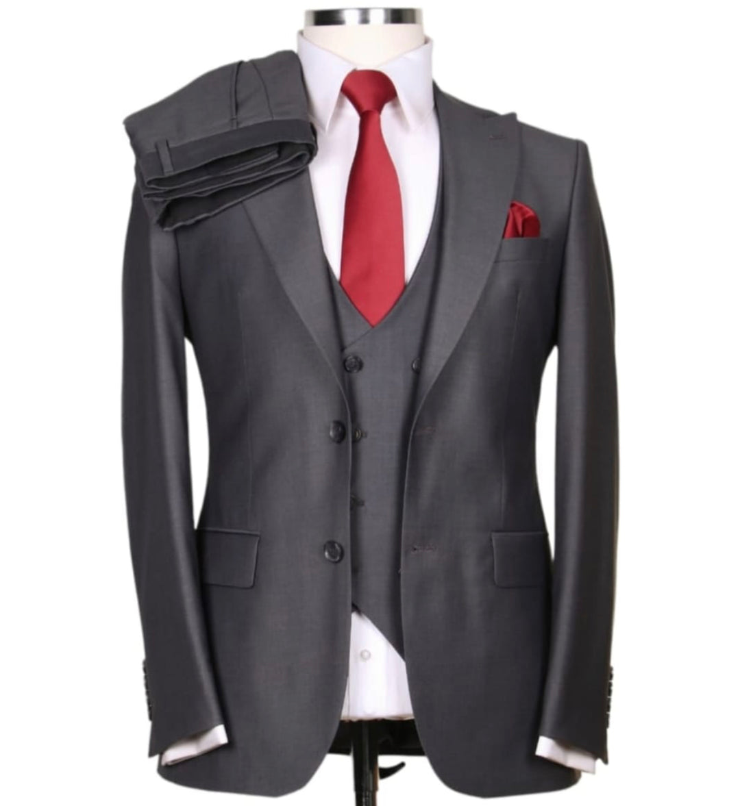 GUNMETAL GREY SLIM FIT THREE-PIECE SUIT – THE CONSULTANT